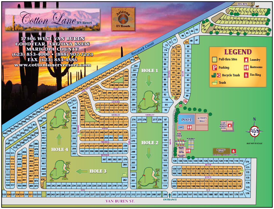 Park Map & Space Layout - Cotton Lane RV Resort