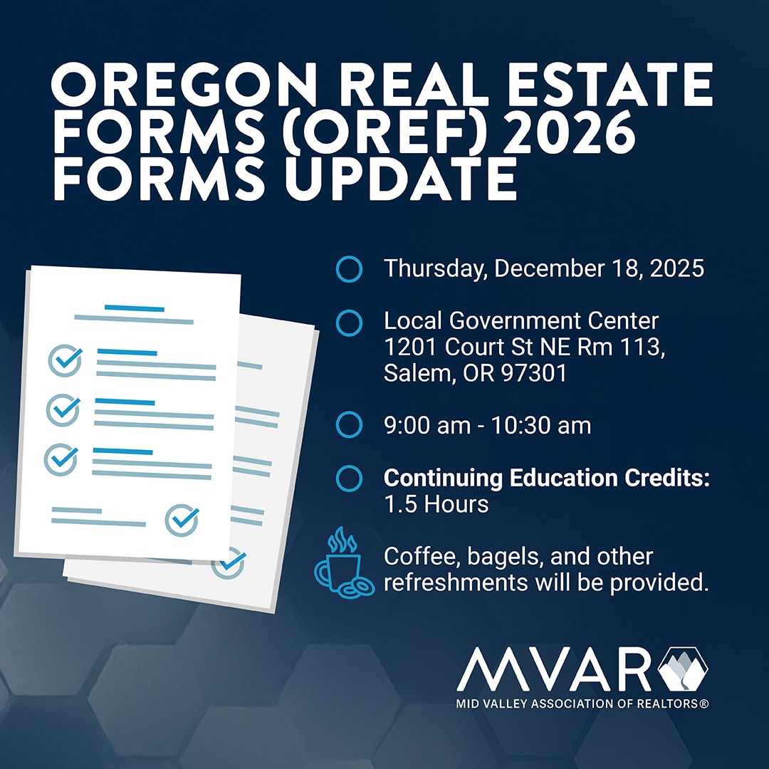 Oregon Real Estate Forms (OREF) 2026 Forms Update - Mid-Valley ...