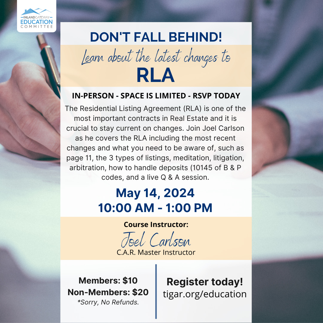 RLA with Joel Carlson - The Inland Gateway Association of REALTORS®