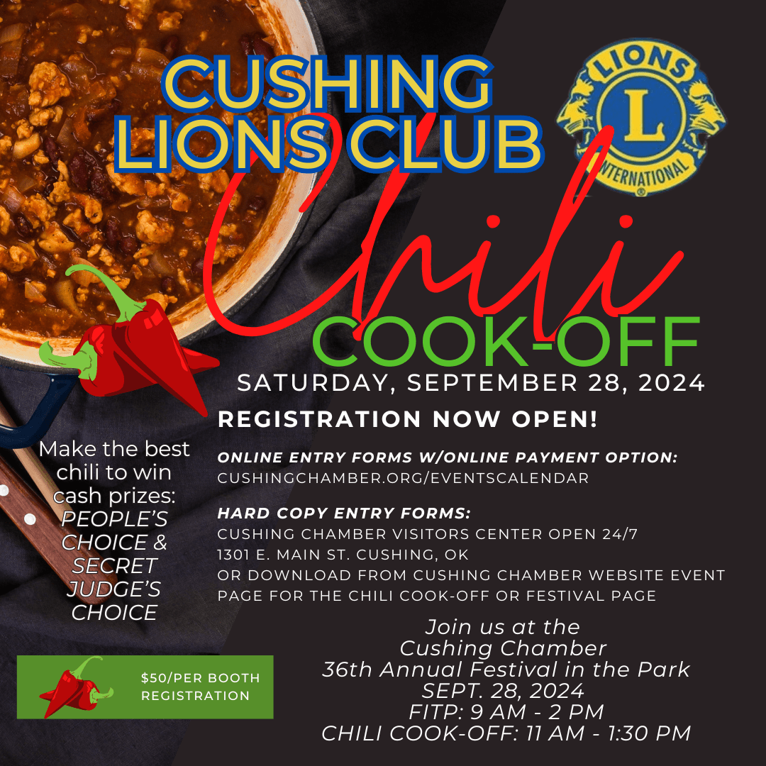 Cushing Lions Club Chili Cook-Off At Cushing Chamber 36th Annual ...