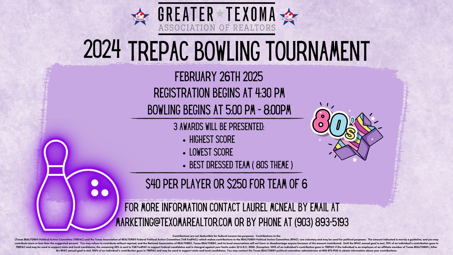 2025 TREPAC Bowling Tournament - Greater Texoma Association of REALTORS®