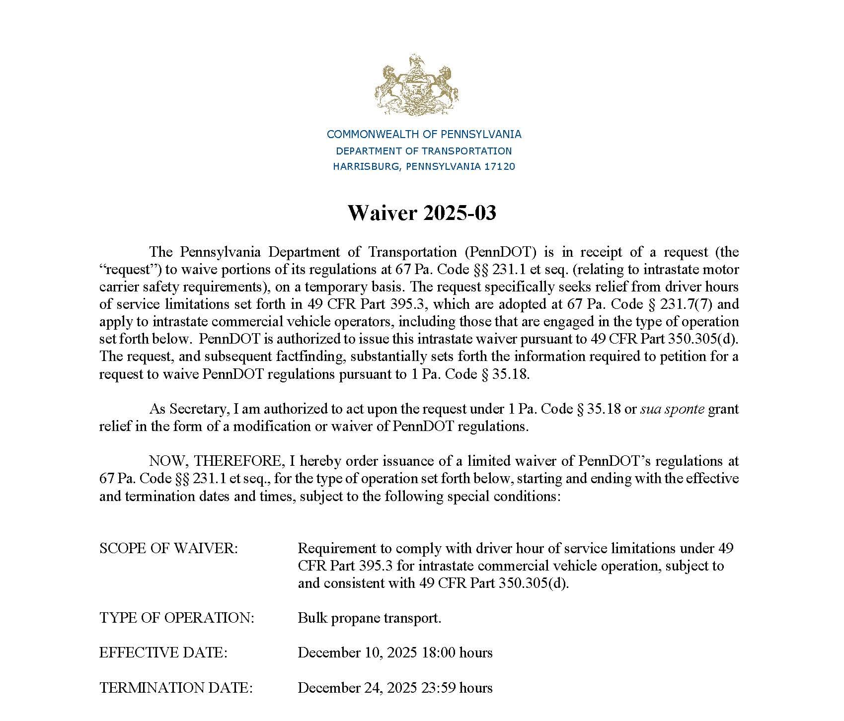 PennDOT & FMCSA Issue Temporary HOS Waivers for Bulk Fuel Transport ...