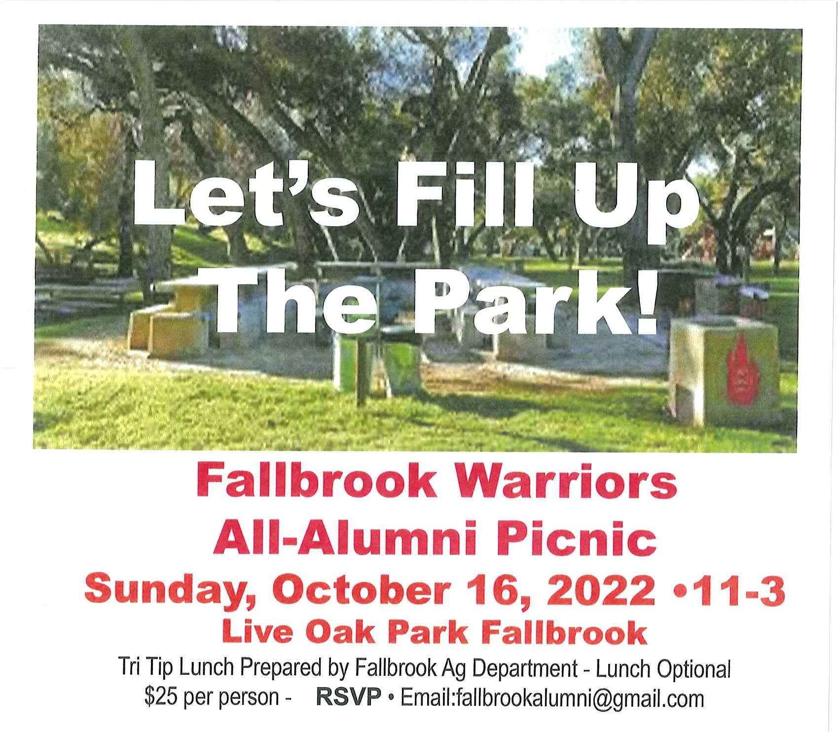Fallbrook Warriors All-Alumni Picnic - Fallbrook Chamber of Commerce