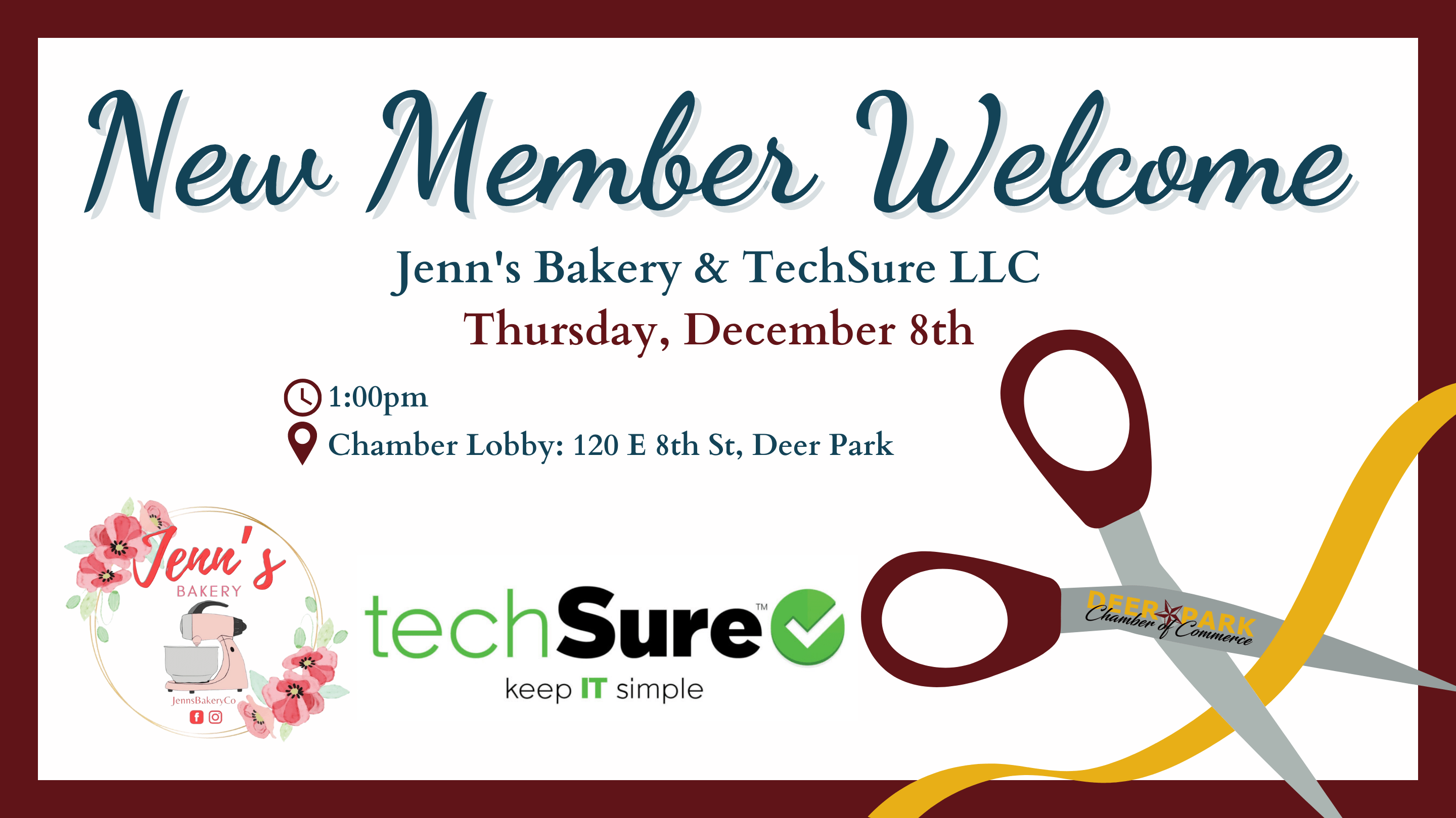 New Member Welcome: Jenn's Bakery & TechSure LLC - default - Deer Park ...
