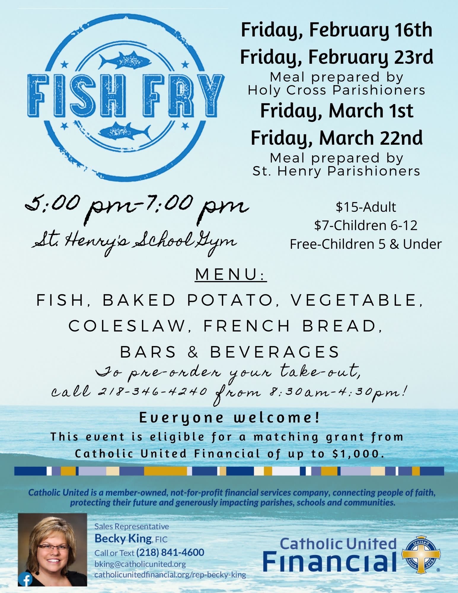 St. Henry's Friday Fish Fry Event Calendar - Perham Area Chamber of ...