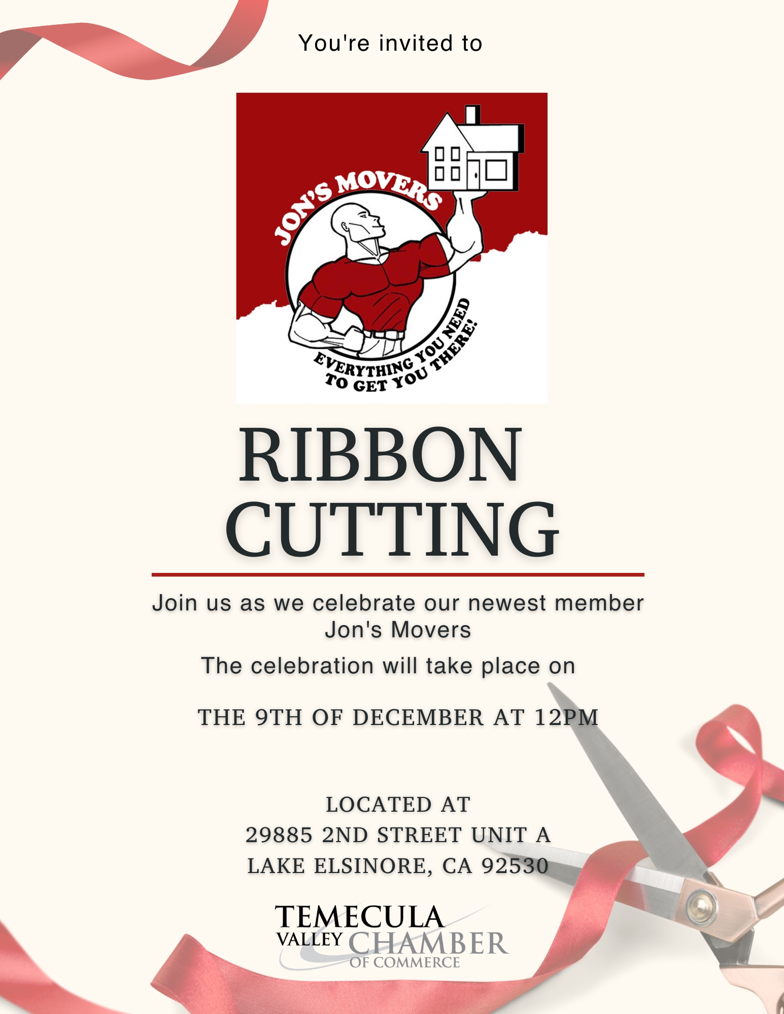 Ribbon Cutting - Jon's Movers - Temecula Valley Chamber of Commerce