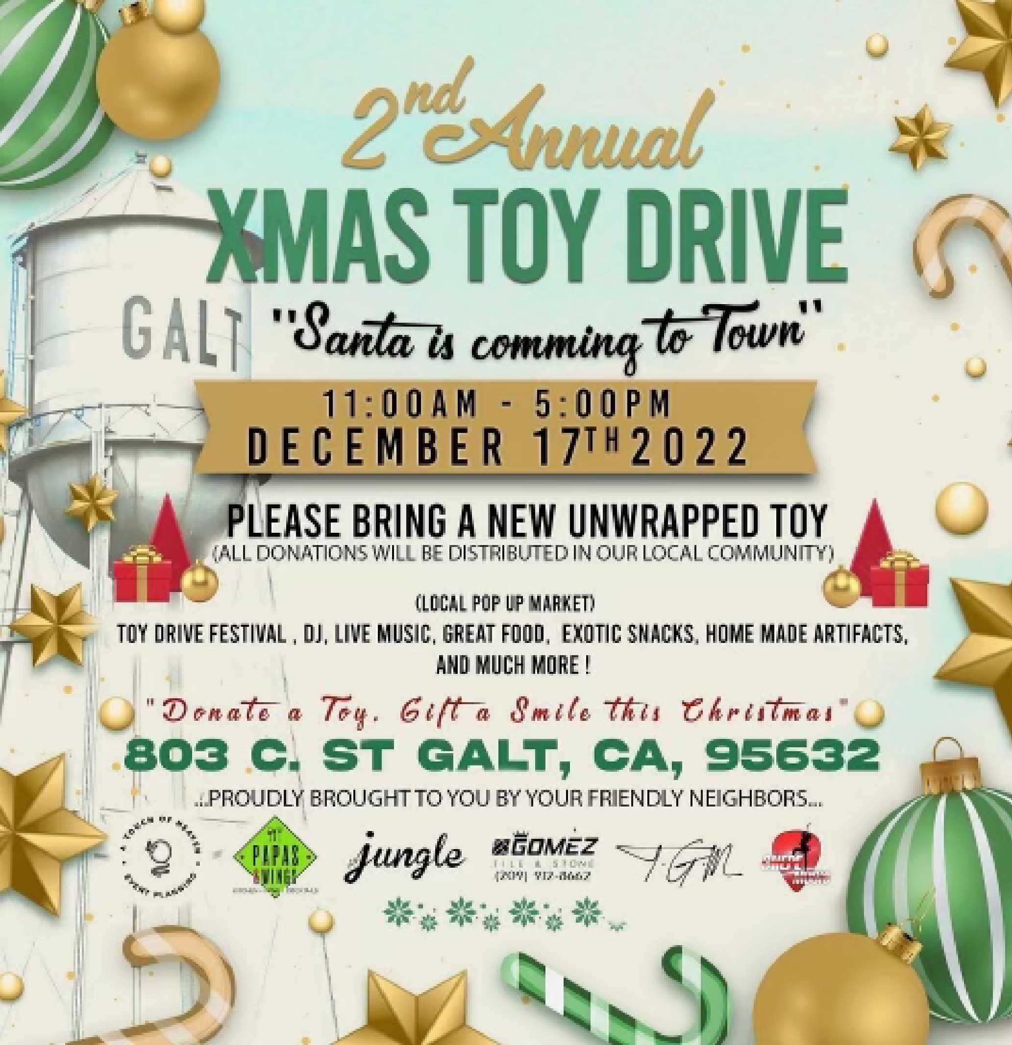 2nd Annual Xmas Toy Drive "Santa is Coming to Town" - Galt District ...