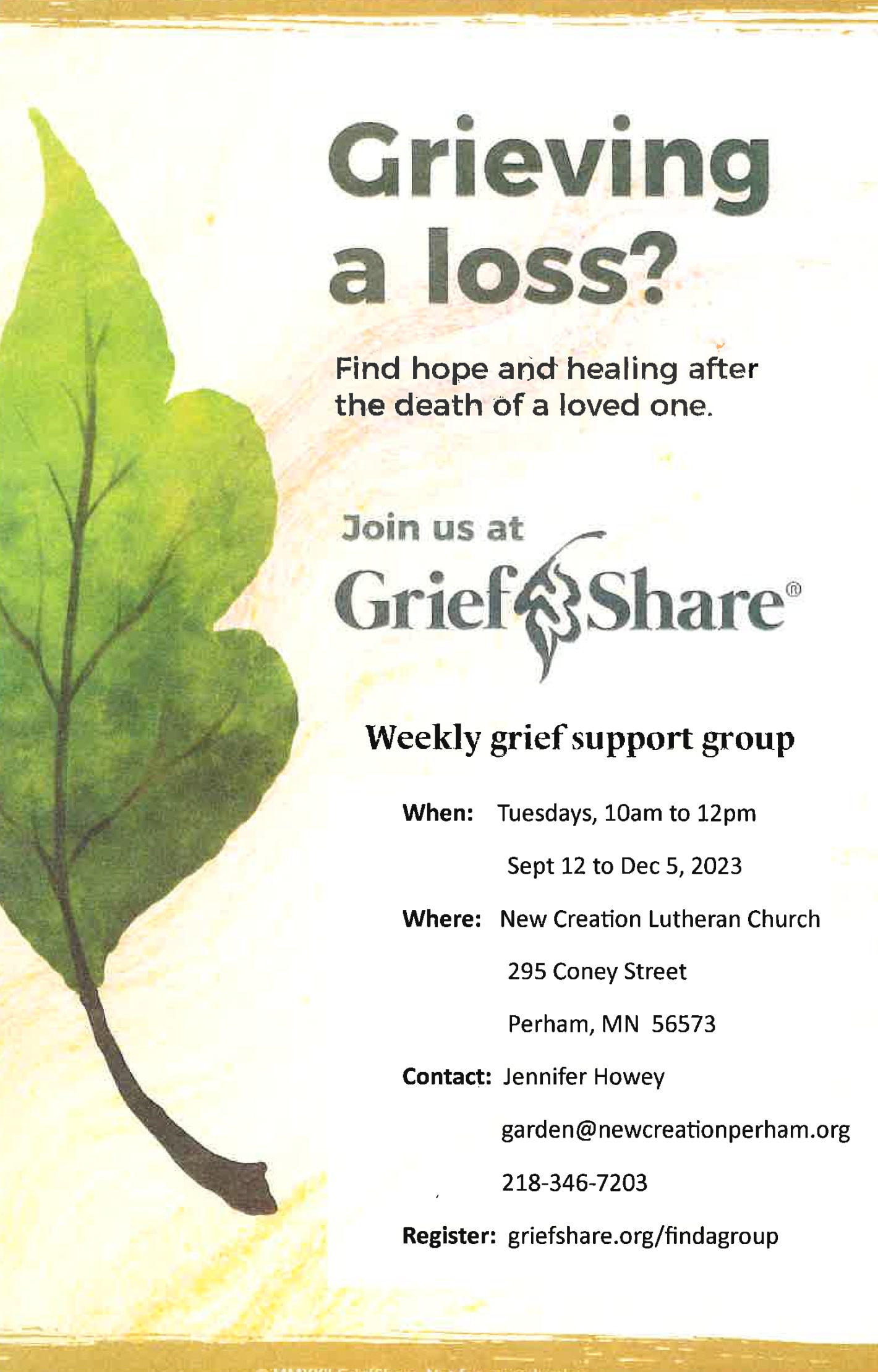 GriefShare Support Group Series Start