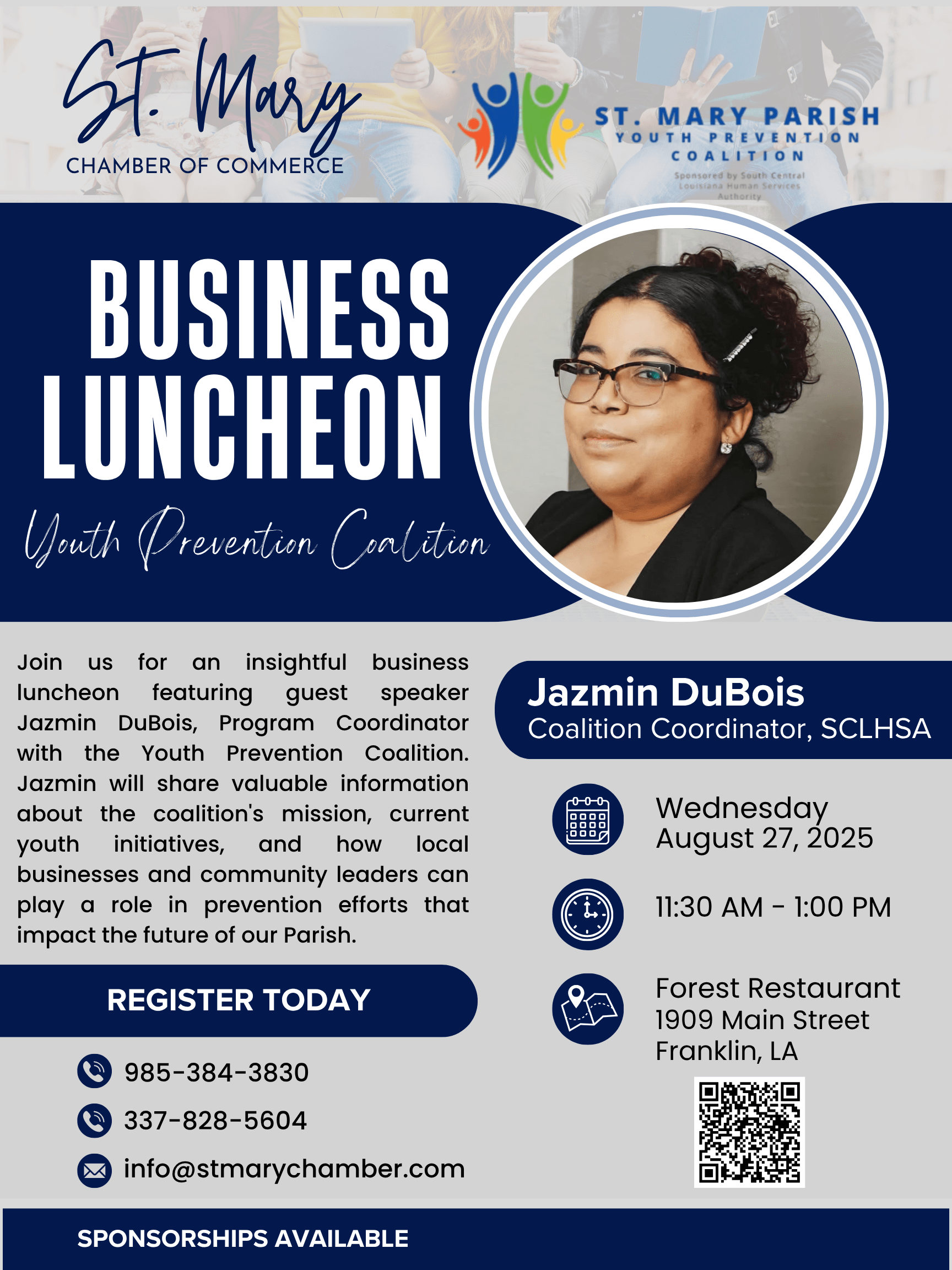 August Business Luncheon: Jazmin Dubois, Youth Prevention Coalition ...