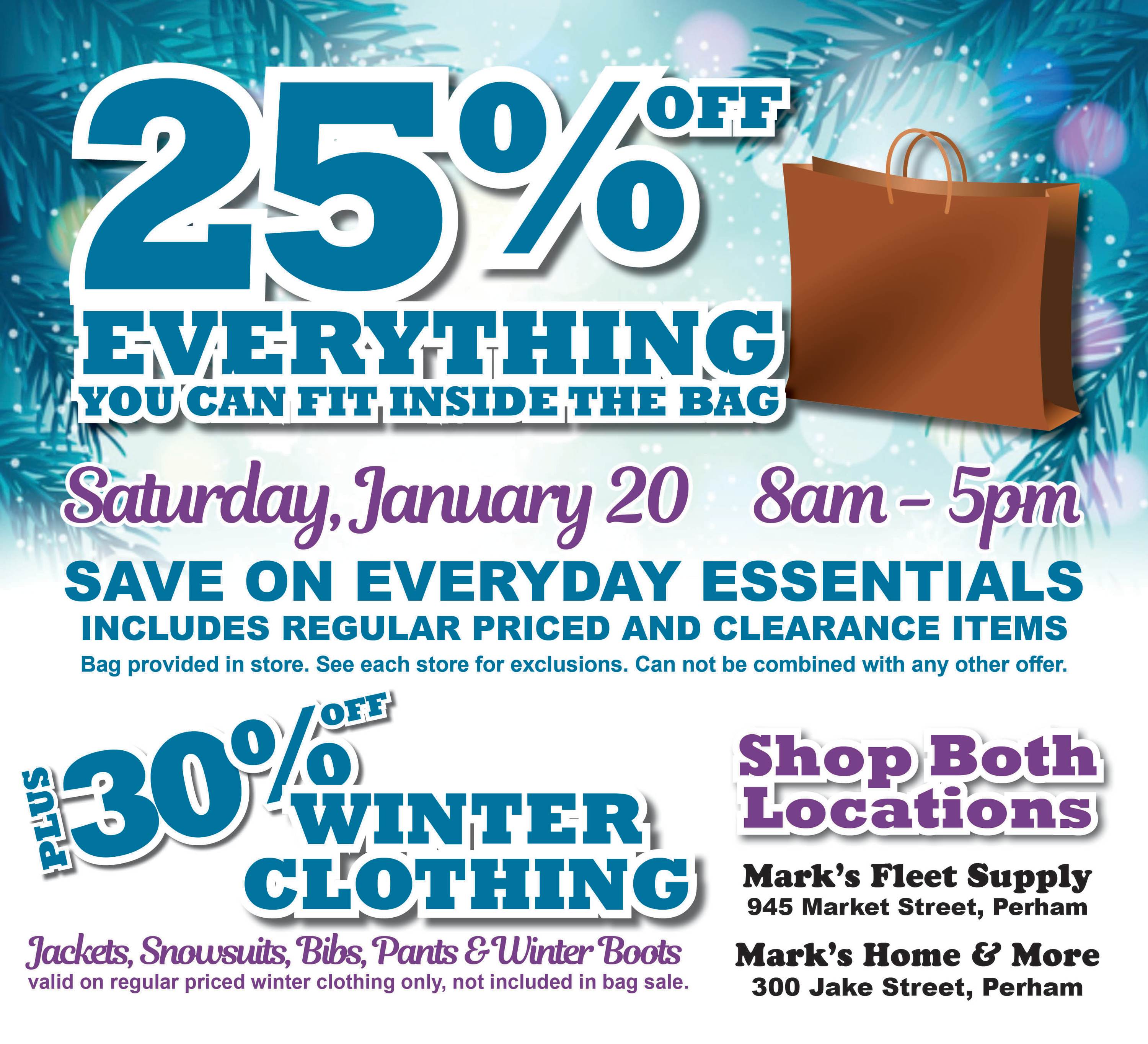 Mark's Fleet + Home & More Bag Sale Event Calendar - Perham Area ...