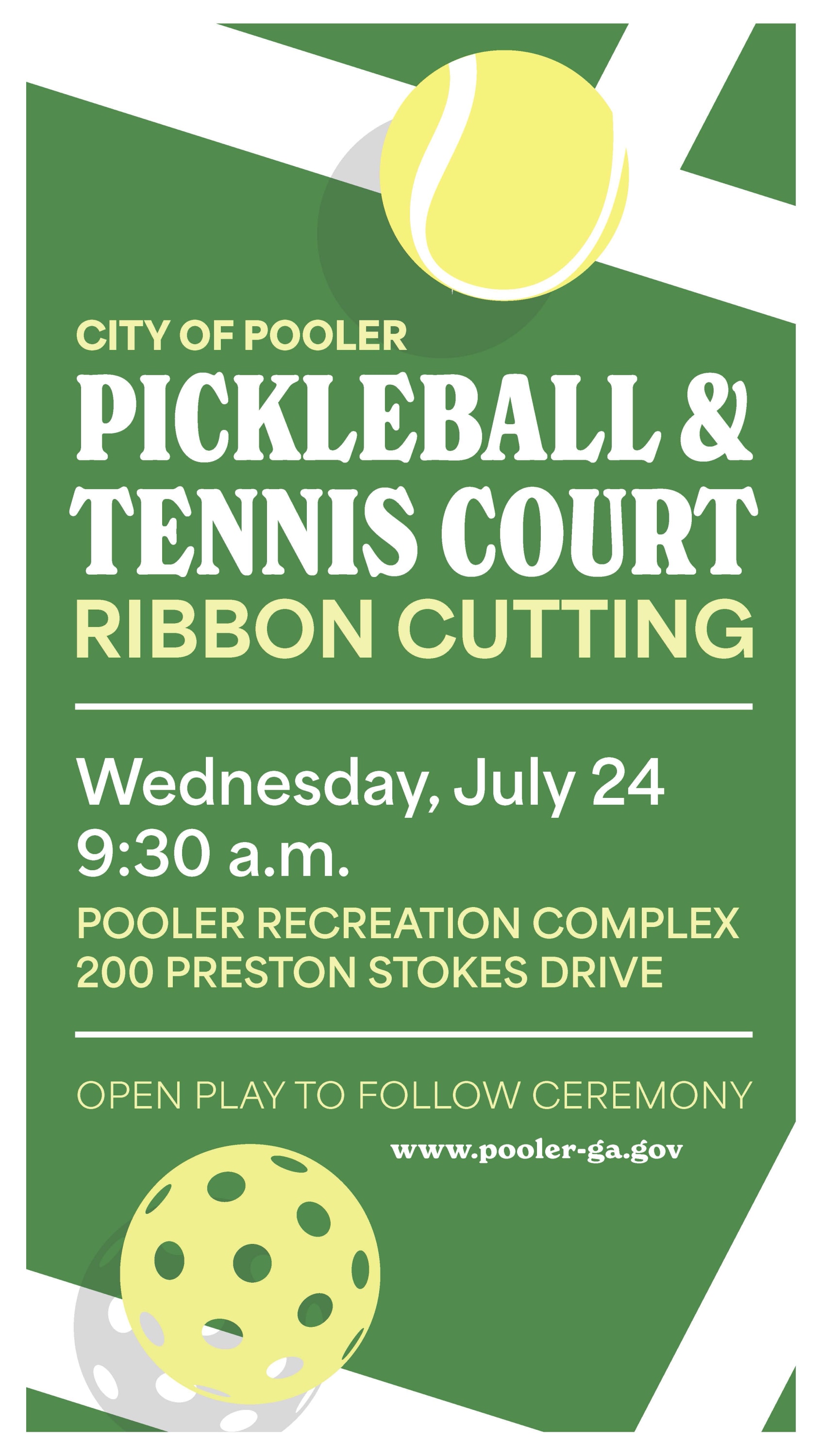 City of Pooler Pickleball & Tennis Court Ribbon Cutting Events & Calendar | Greater Pooler Area ...