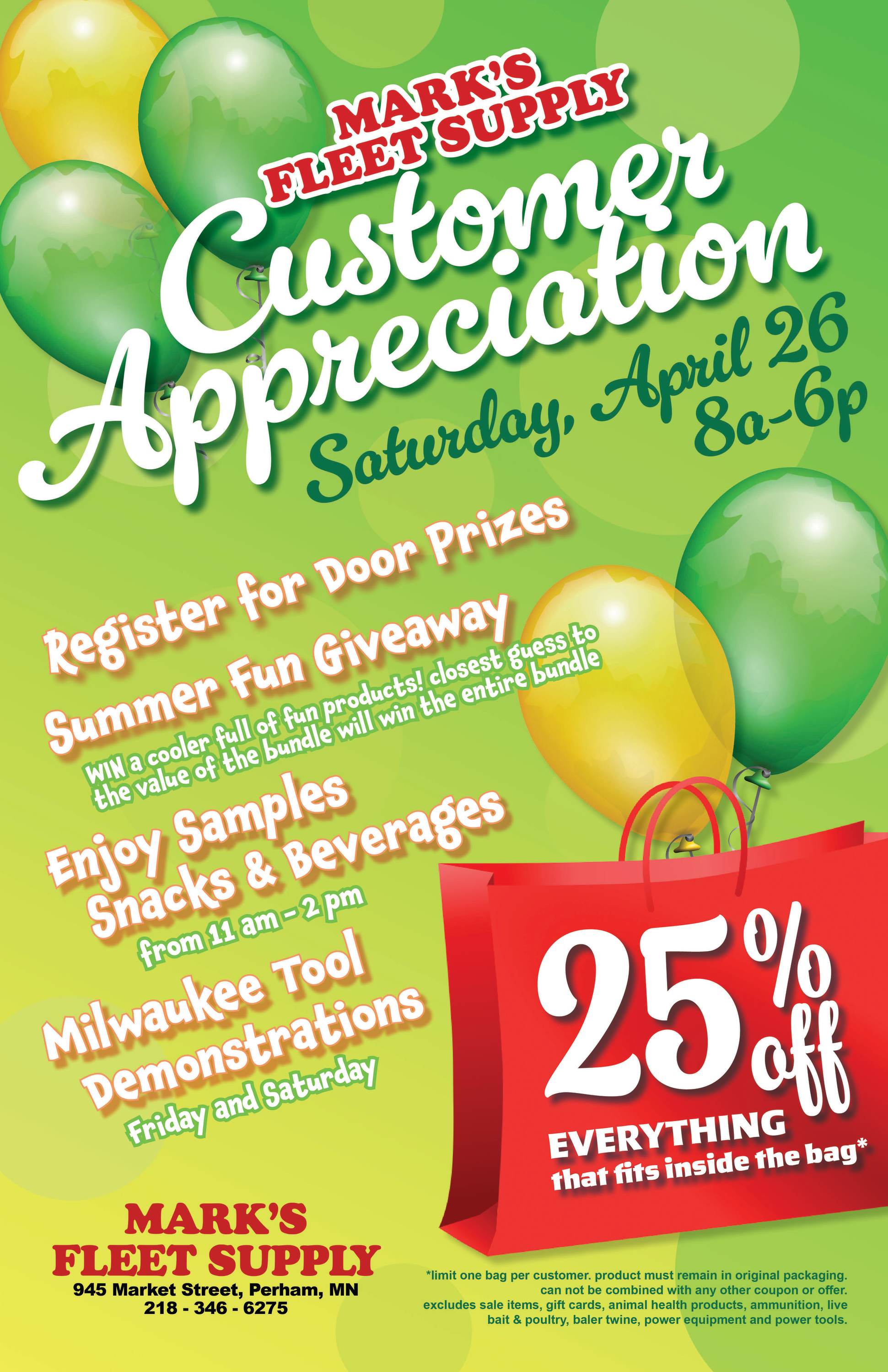 Mark's Fleet Supply Customer Appreciation - Perham Area Chamber of Commerce