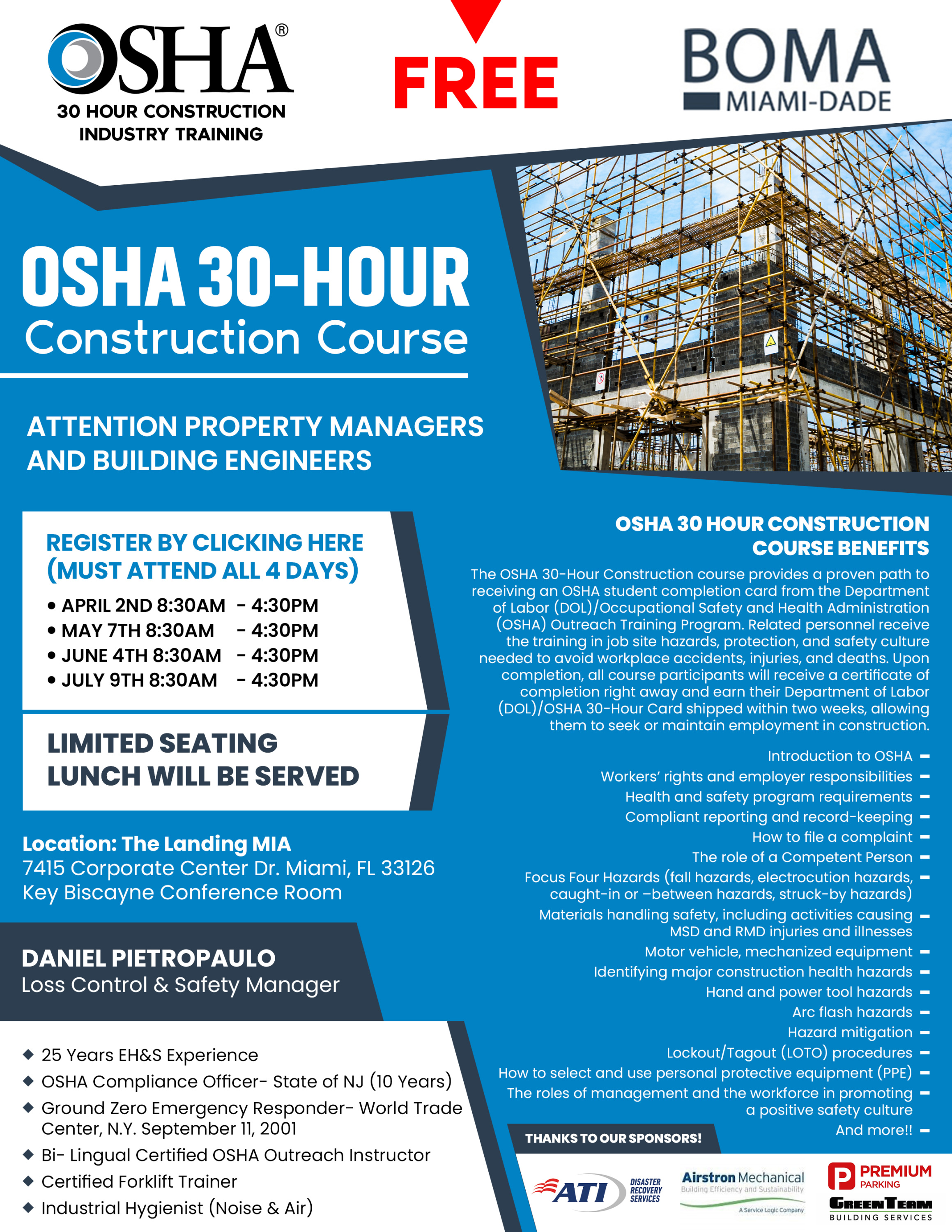 OSHA 30 Certification 4-Day Course - BOMA / MIAMI-DADE