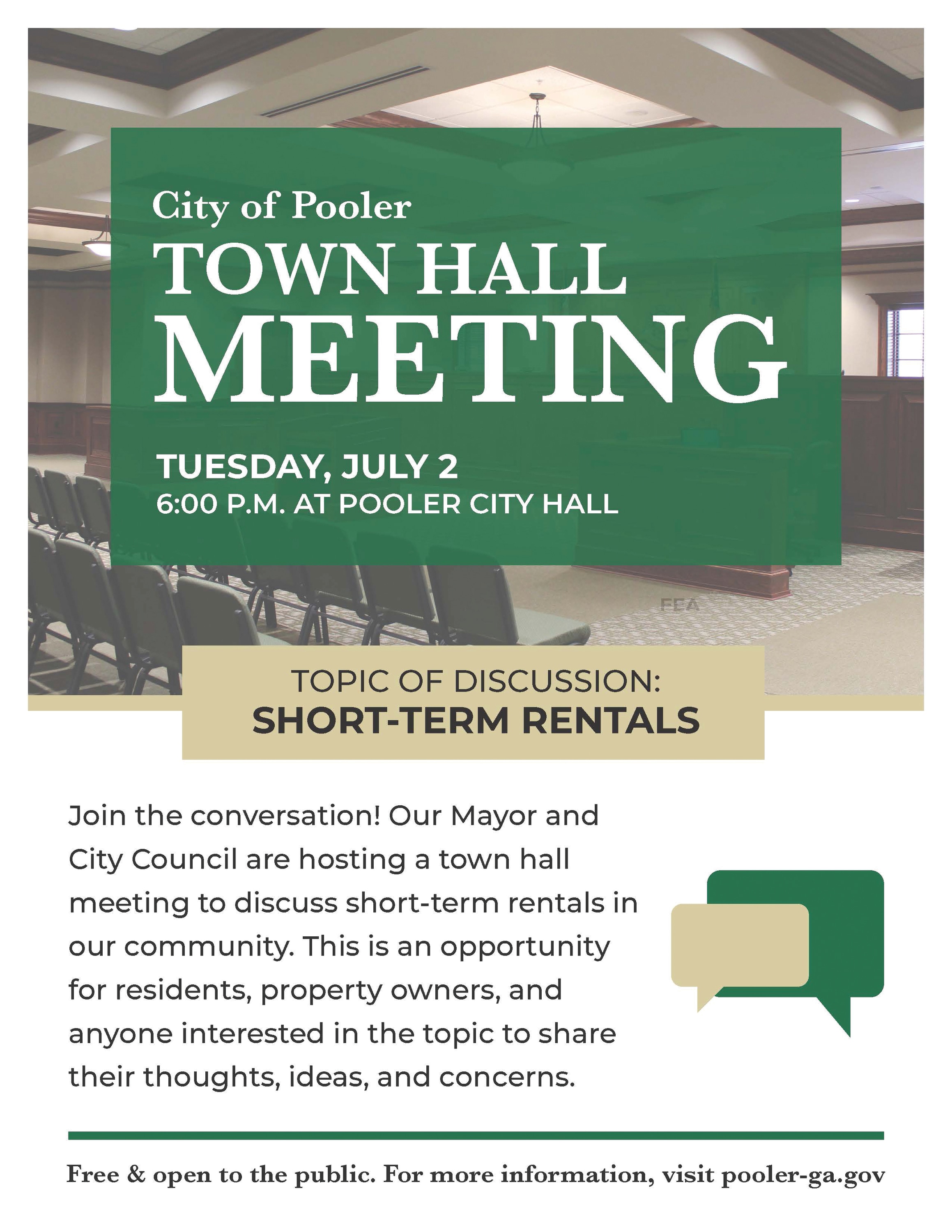 Short Term Rental -Town Hall Meeting Events & Calendar | Greater Pooler ...