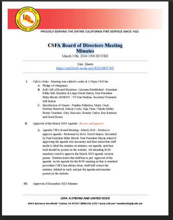 CSFA Board Meeting Agendas & Minutes - - CSFA - California State ...