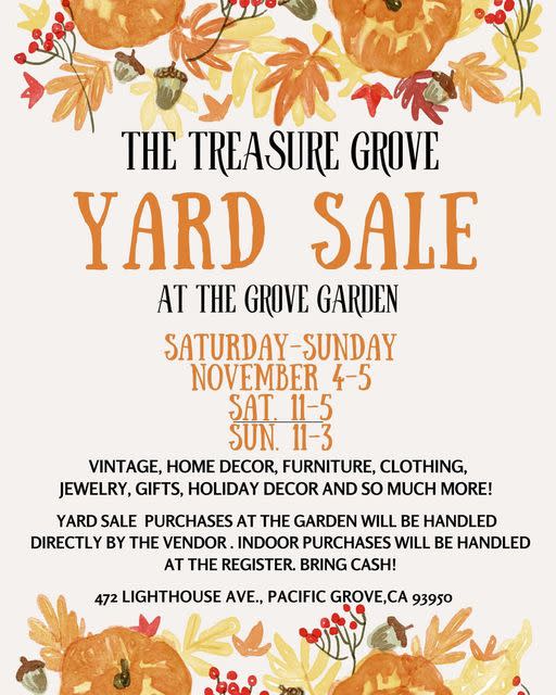 The Treasure Grove Fall Yard Sale - Pacific Grove Chamber of Commerce