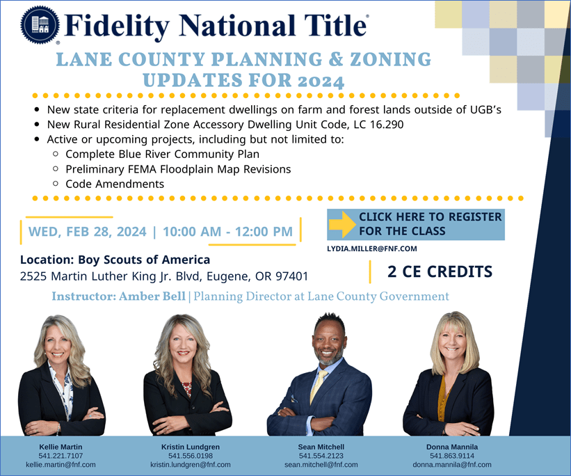 Fidelity National Title - Lane County Planning & Zoning Updates for ...