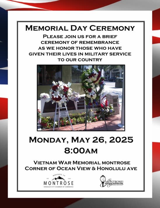 Montrose Vietnam War Memorial Ceremony - Montrose-Verdugo City Chamber ...
