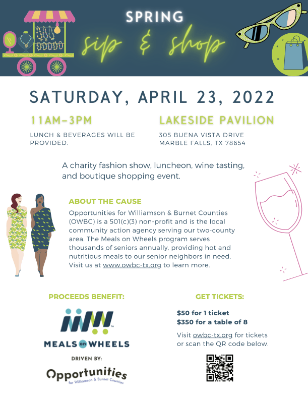 Spring Sip & Shop - Marble Falls / Highland Lakes Area Chamber of Commerce