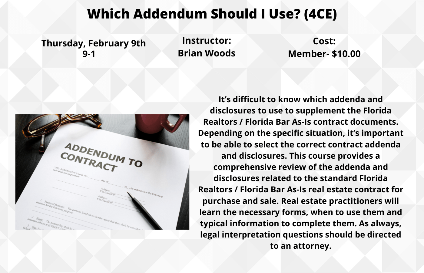Which Addendum Should I Use? (4CE) - East Polk County Association of ...