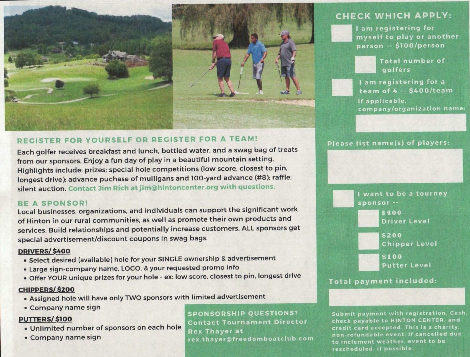 Charity Golf Tournament - Swing for Hinton, Swing for Hope | Clay ...