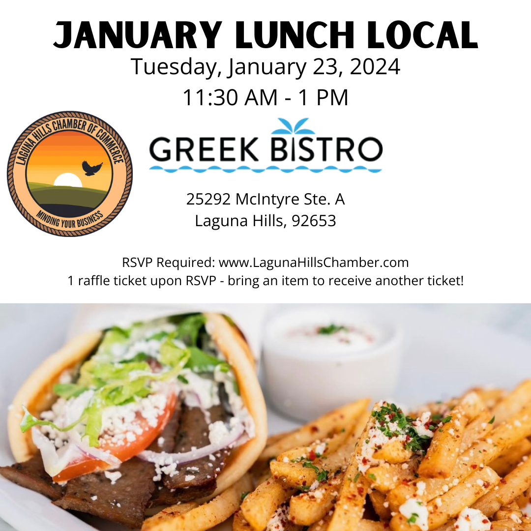 January 2024 Lunch Local - Greek Bistro - Laguna Hills Chamber of Commerce