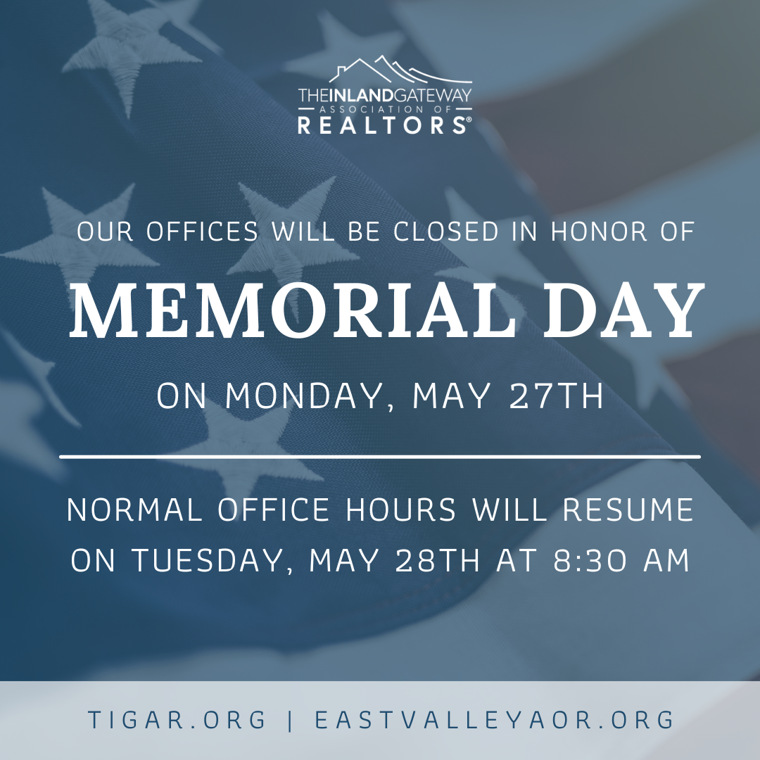 Office Closed- Memorial Day - The Inland Gateway Association of REALTORS® Office Closed- Memorial Day - The Inland Gateway Association of REALTORS®