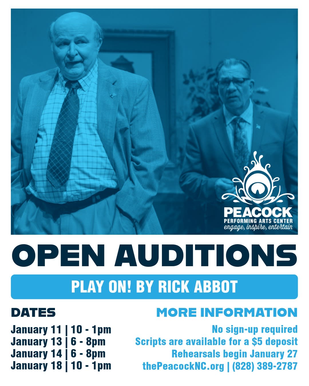 JANUARY 2025 AUDITIONS AT THE PEACOCK FOR "PLAY ON!" | Clay County NC ...