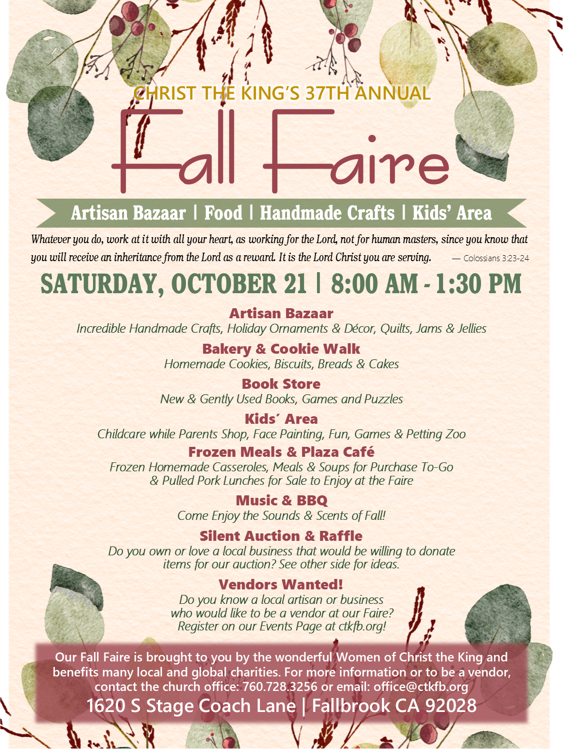 37th Annual Fall Faire at Christ the King - Fallbrook Chamber of Commerce