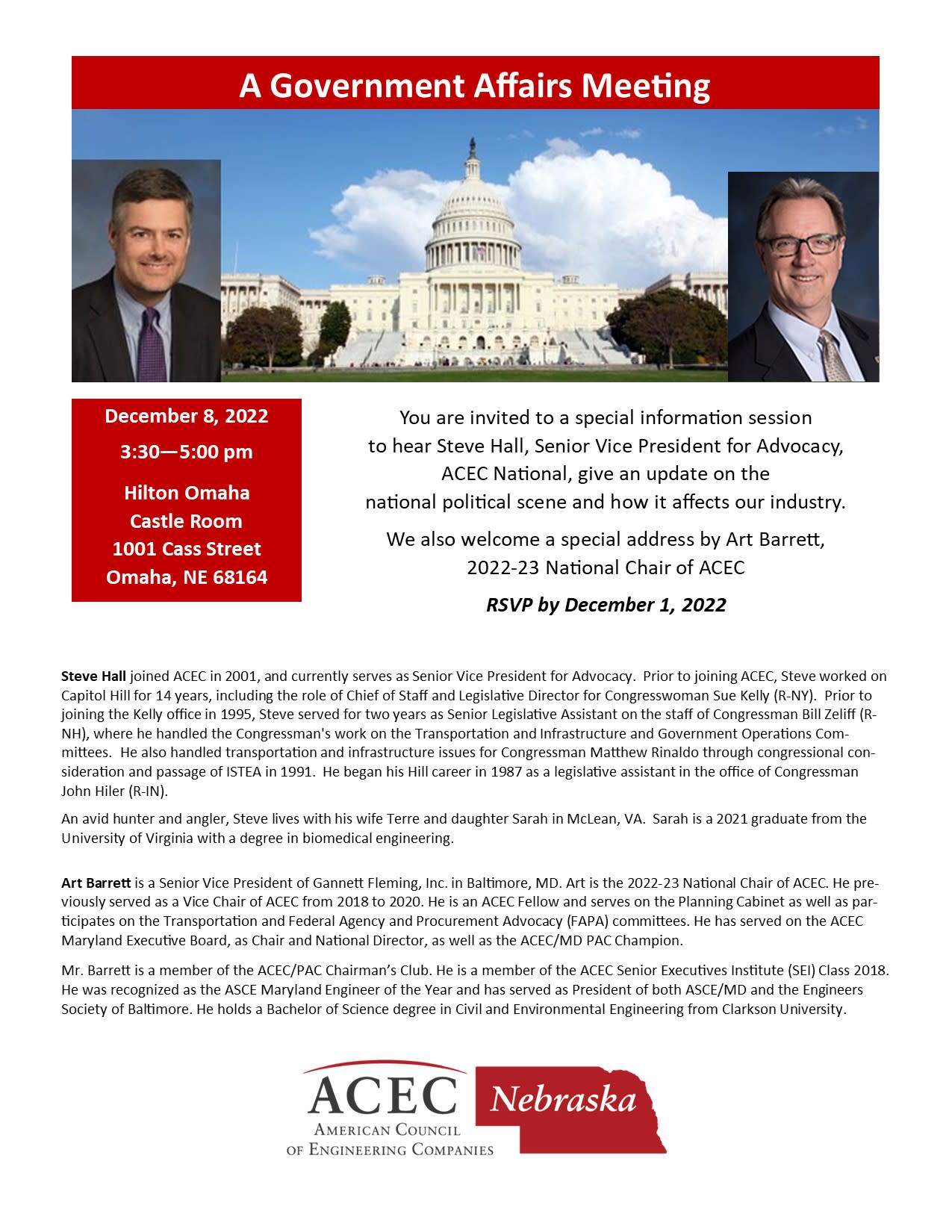 ACEC Nebraska Government Affairs Meeting with Steve Hall, ACEC National ...