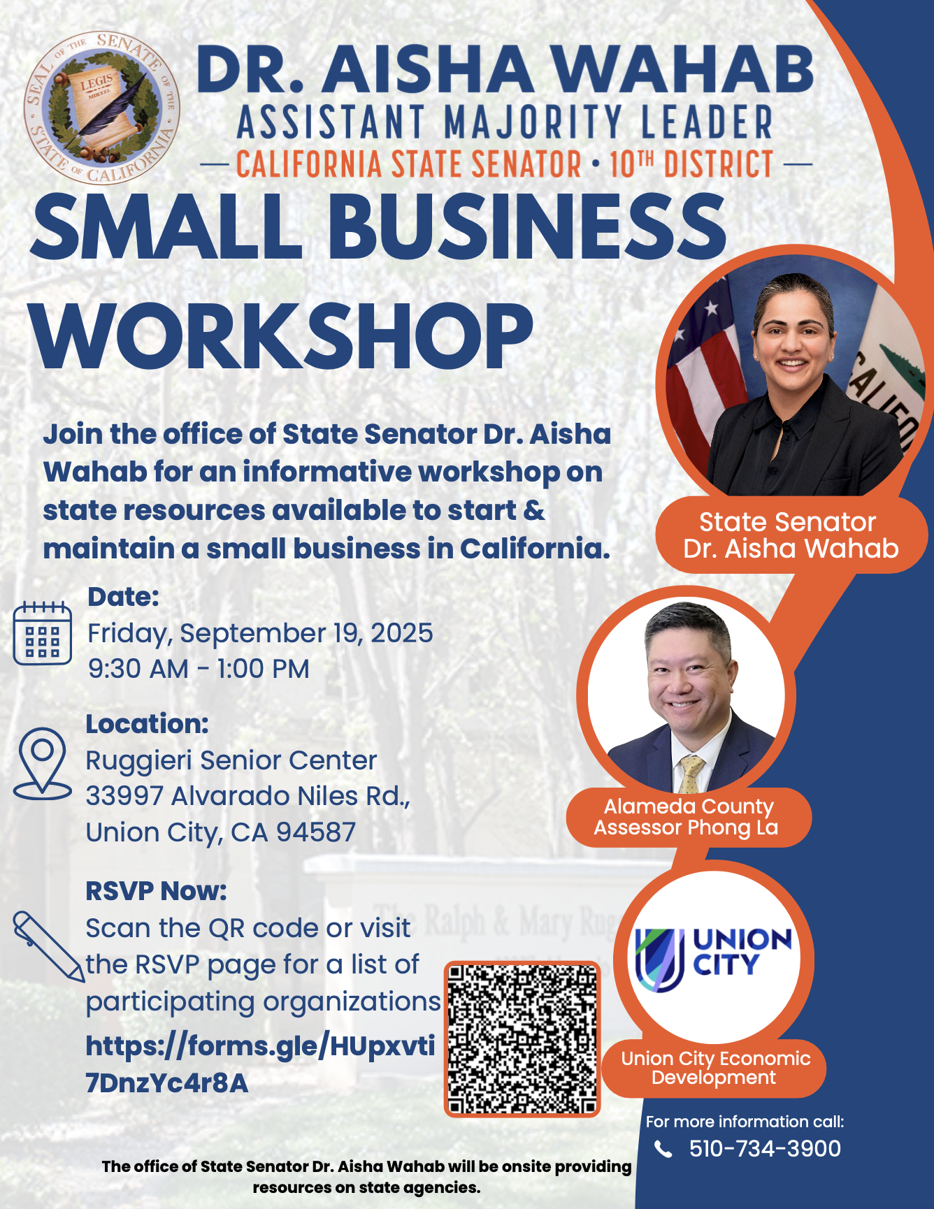 Small Business Workshop with California State Senator Dr. Aisha Wahab ...