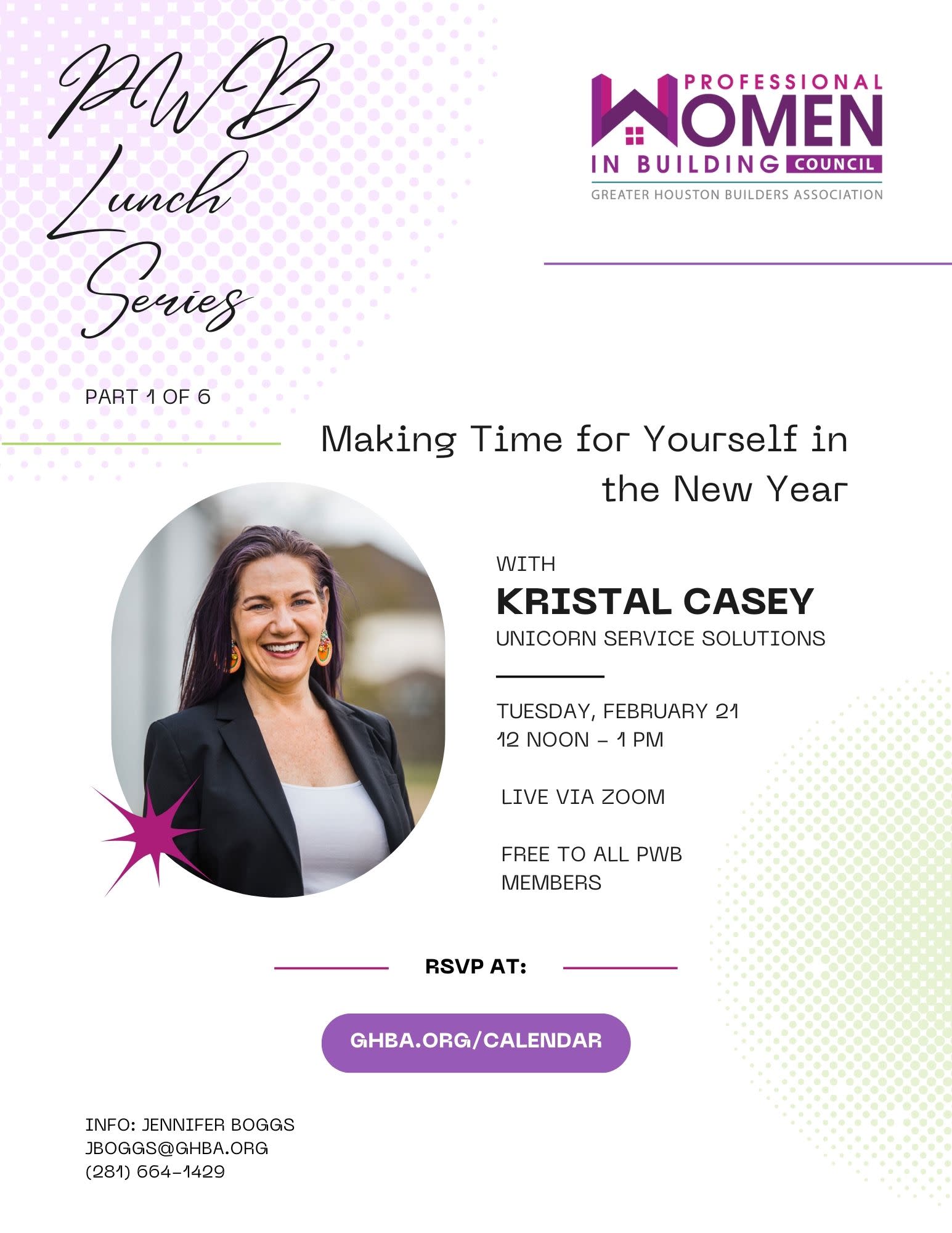 PWB Lunch Series Part I - Making Time for Yourself in the New Year with Kristal Casey GZ : Ads 2 ...