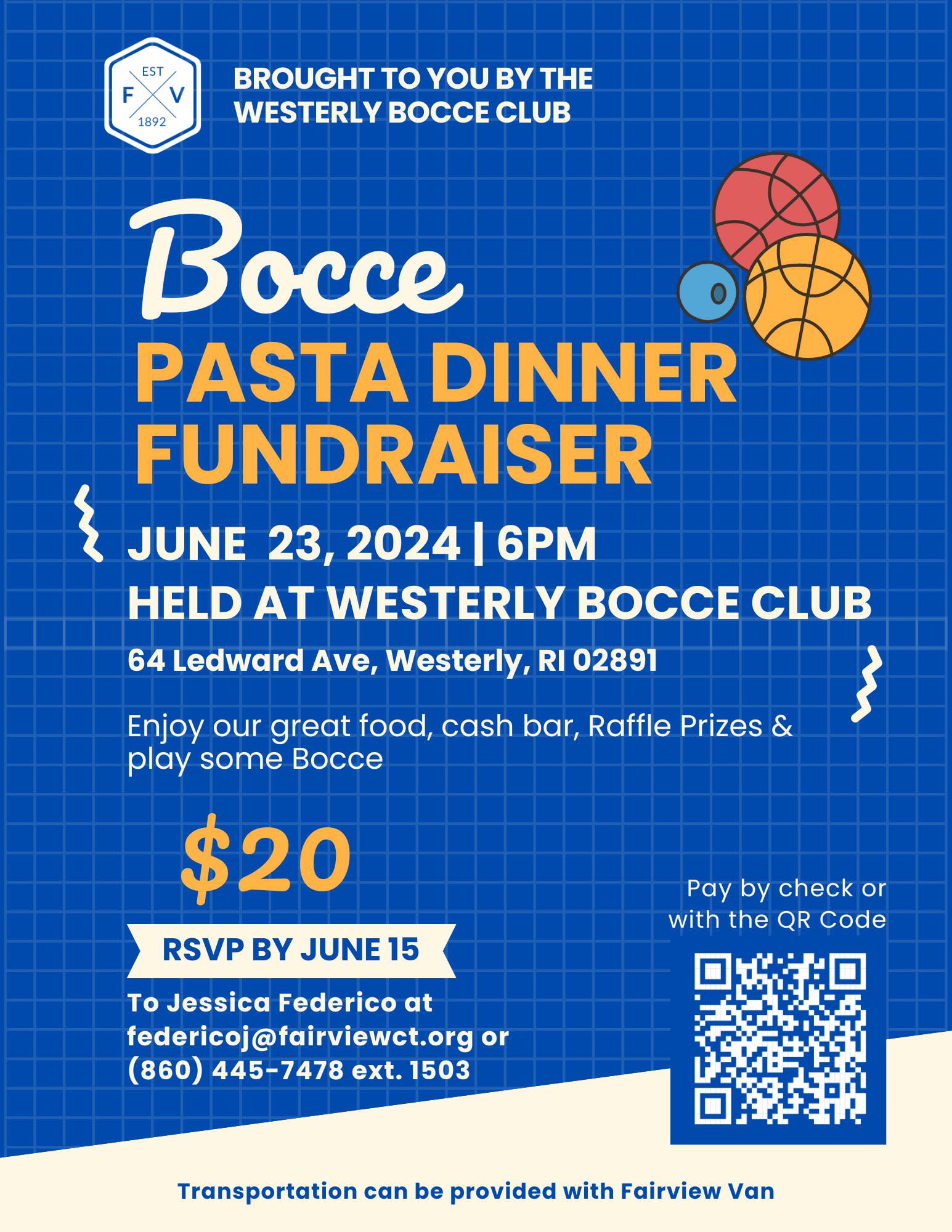 Bocce Pasta Dinner Fundraiser - Greater Mystic Chamber of Commerce - CT