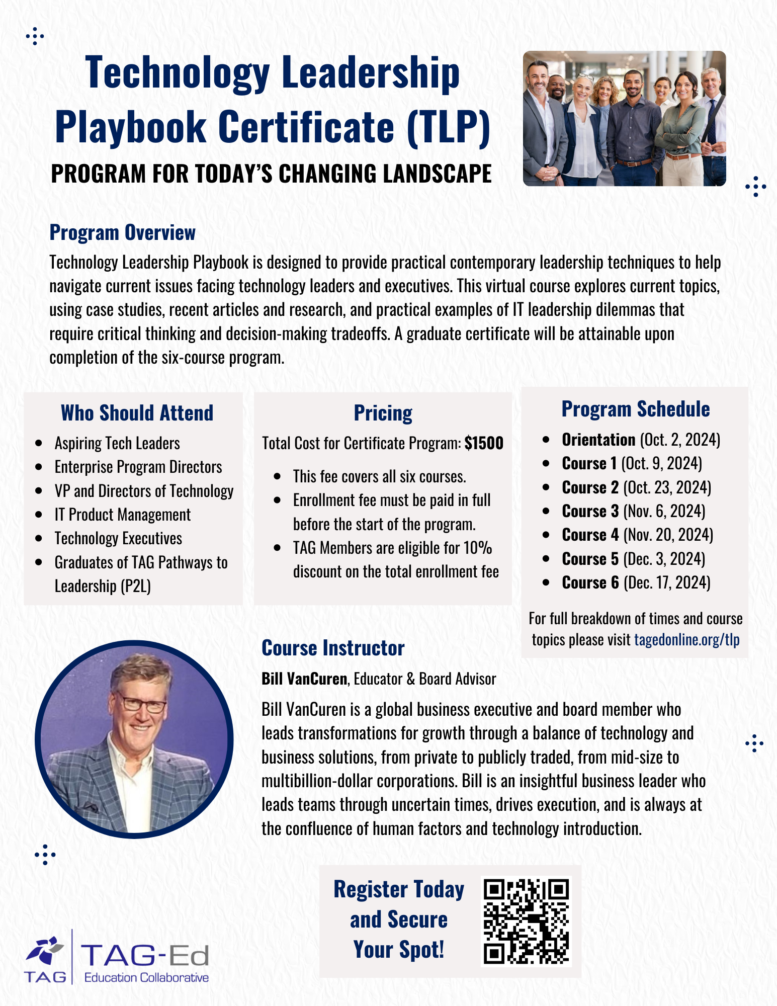 Technology Leadership Playbook (TLP) Certificate Program - TAG Online