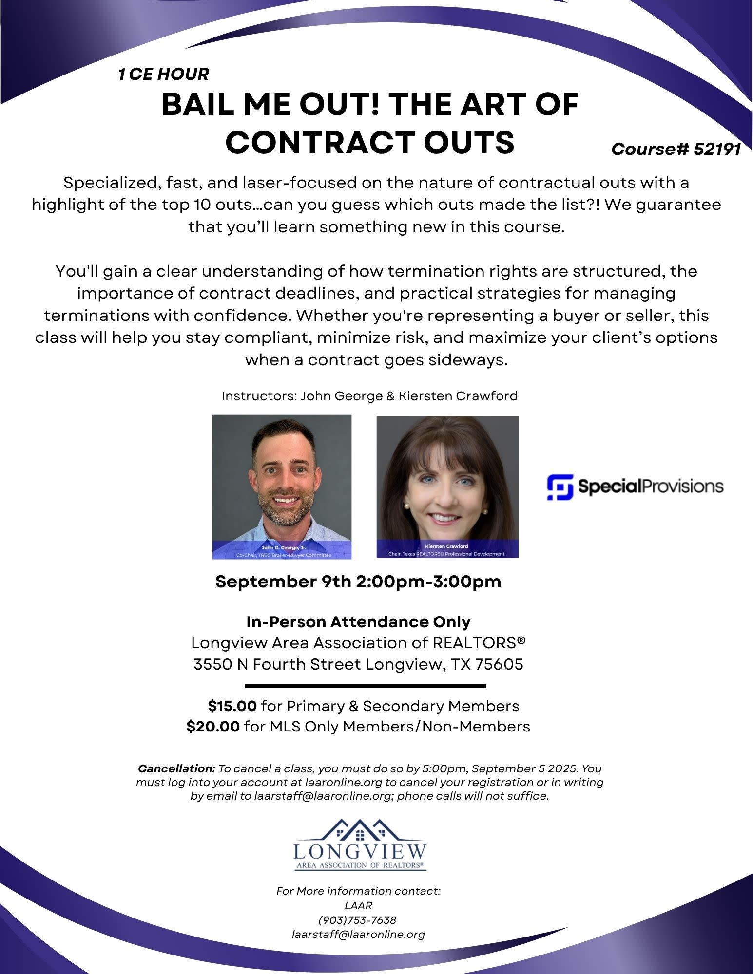 Bail Me Out! The Art of Contract Outs - Event Registration