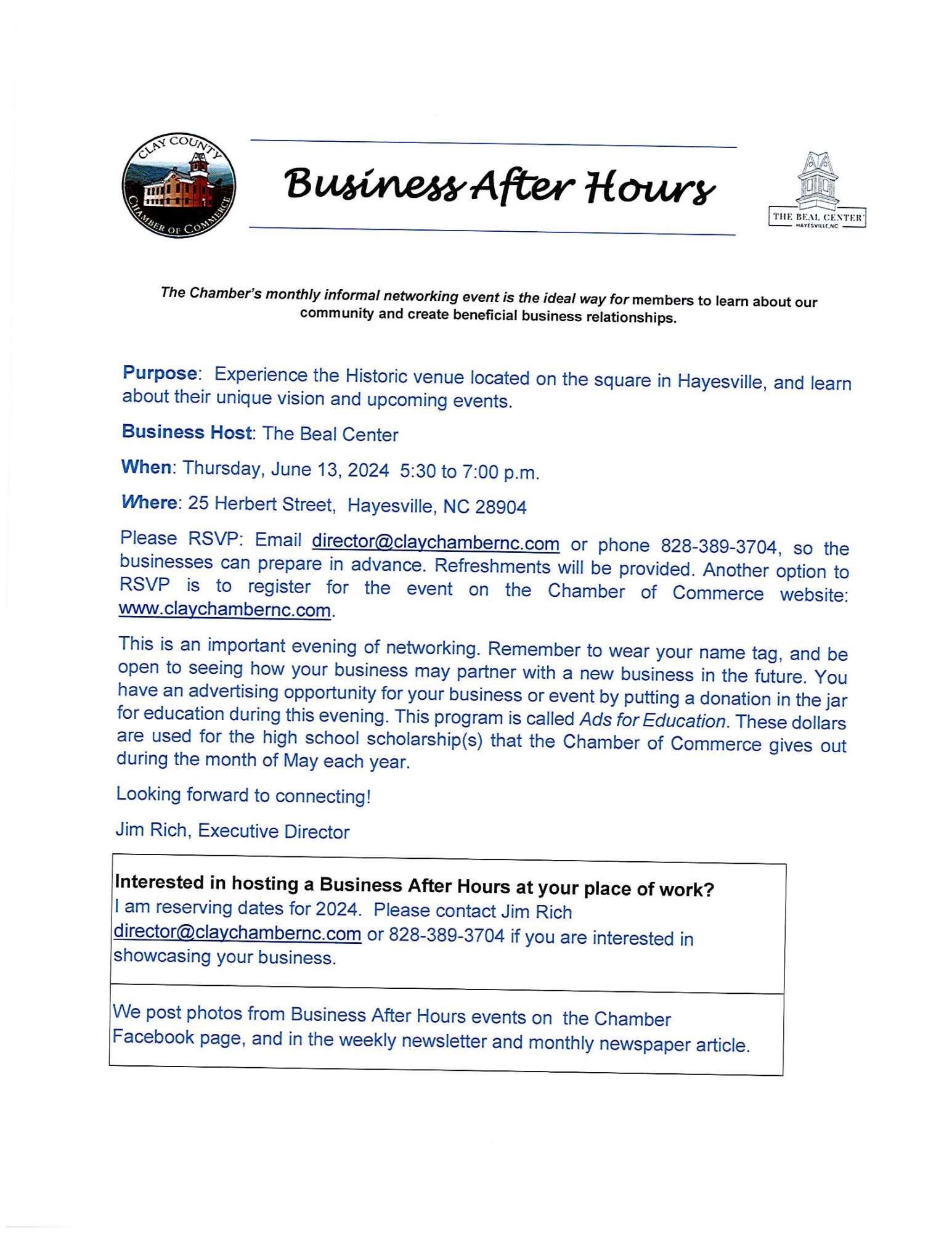 BUSINESS AFTER HOURS - HOSTED BY THE BEAL CENTER | Clay County Chamber ...