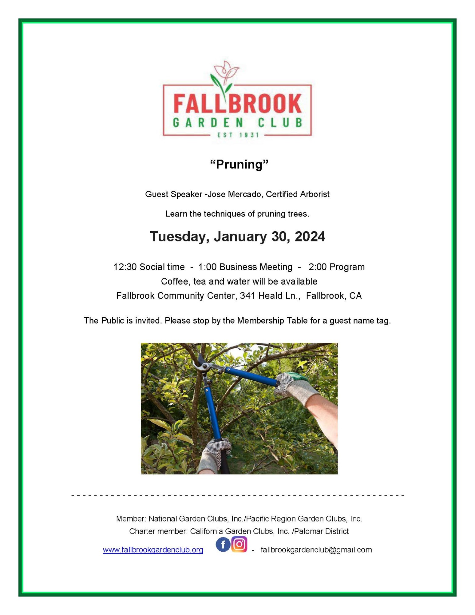 Fallbrook Garden Club Meeting with Guest Speaker- Jose Mercado ...