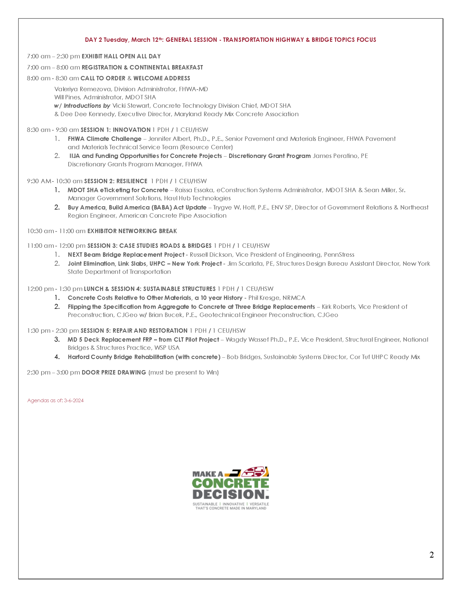 24th ANNUAL MARYLAND CONCRETE CONFERENCE & MARYLAND WOMEN IN CONCRETE ...