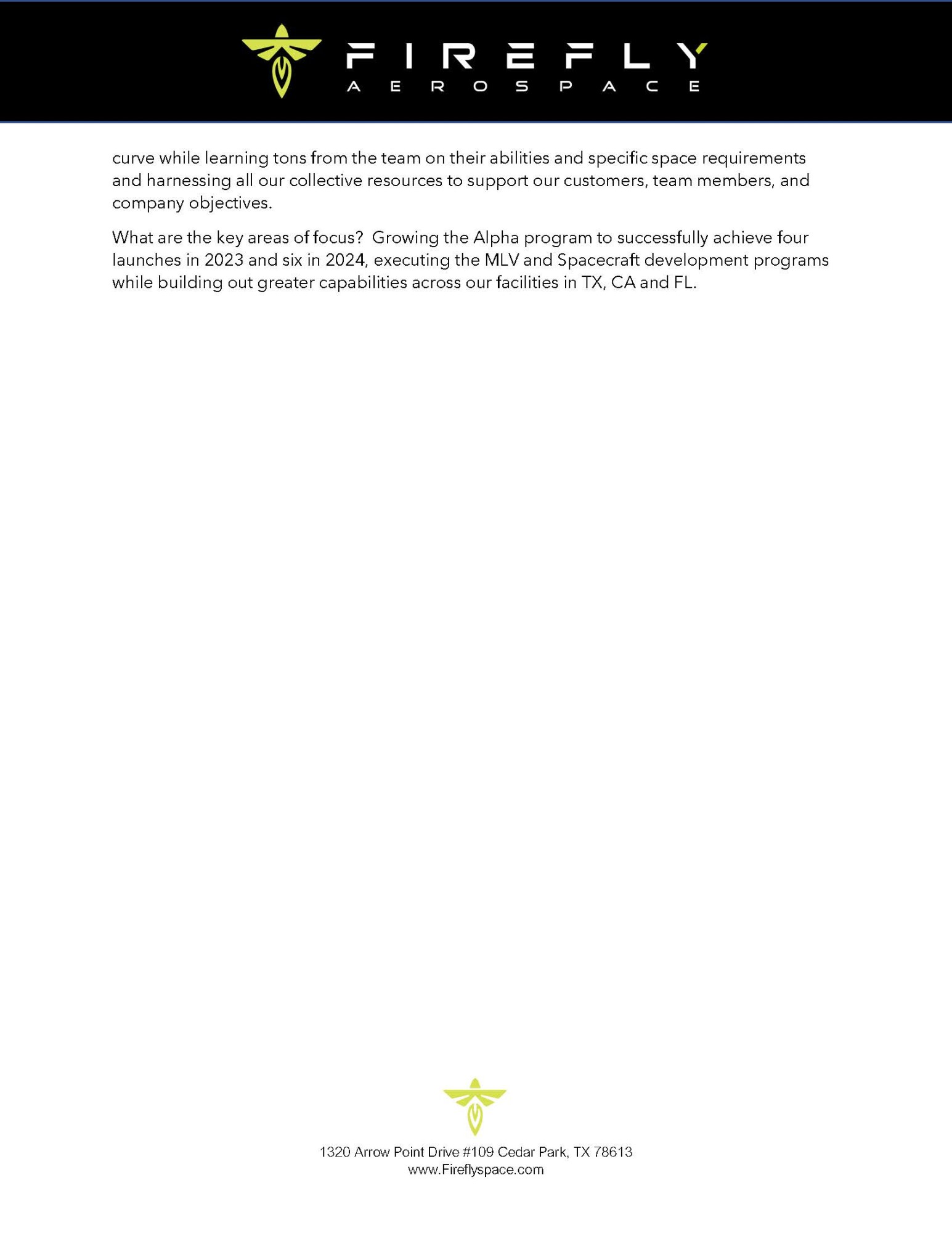 Monthly Chamber Luncheon - Firefly Aerospace! - Event Registration