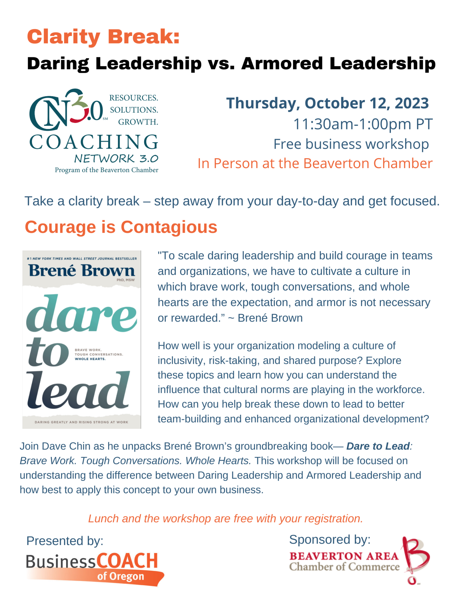 Coaching 3.0: Daring Leadership vs Armored Leadership - Beaverton Area ...