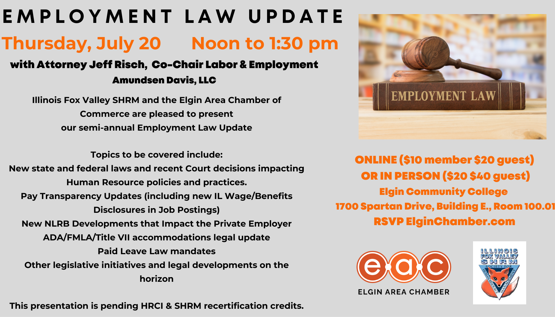 Employment Law Update with EAC and IL Fox Valley SHRM - Event Registration