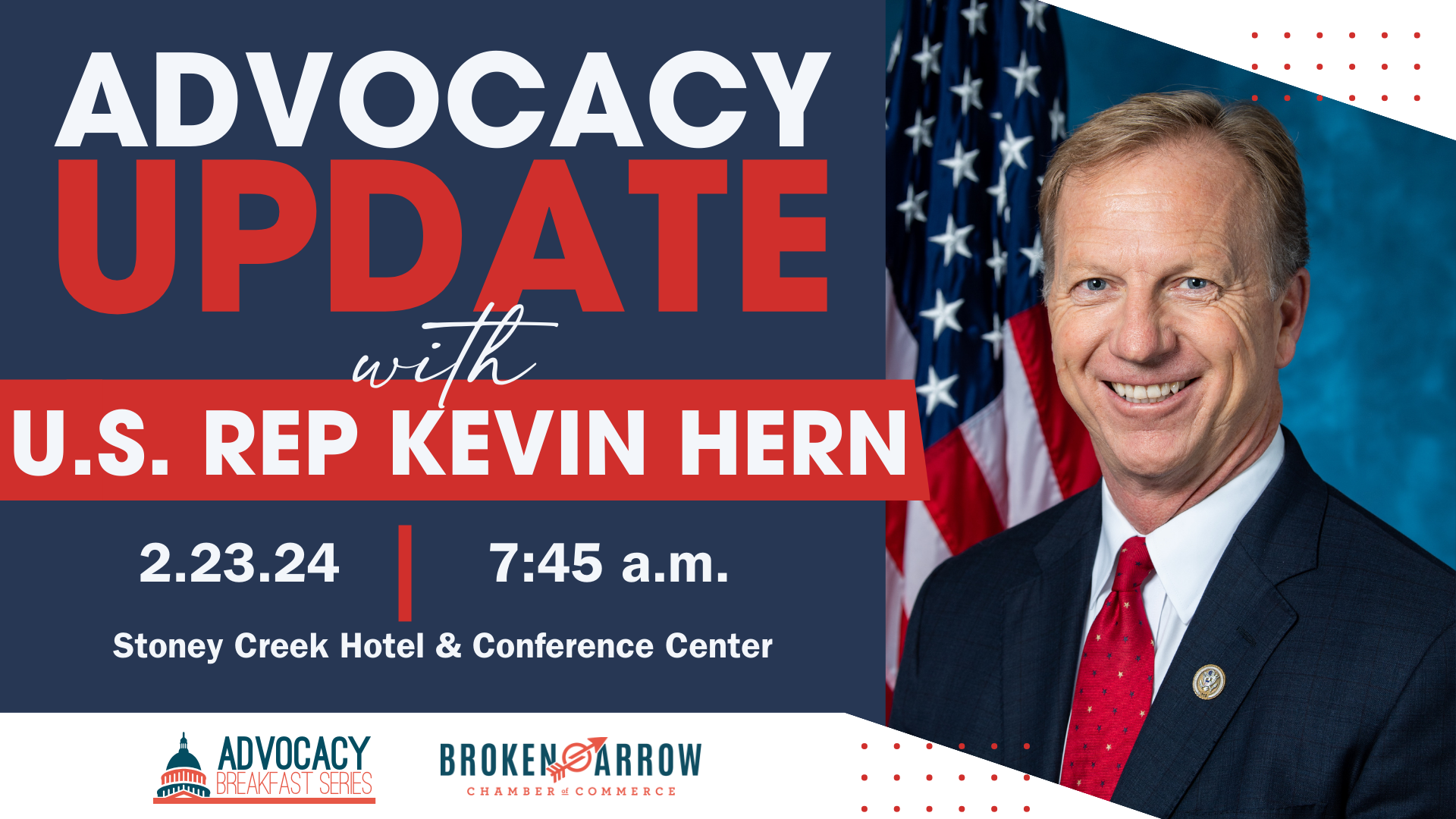 Advocacy Breakfast: US Representative Kevin Hern - Broken Arrow Chamber ...