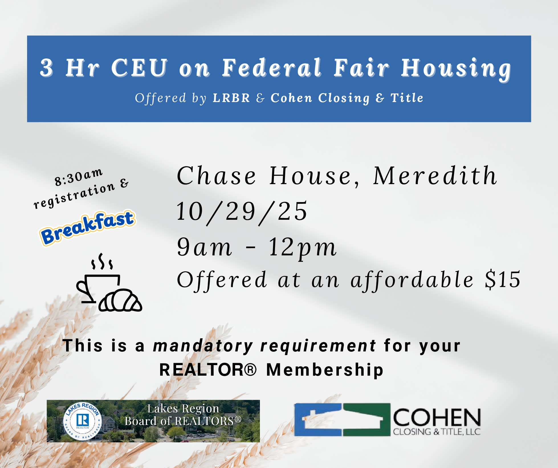 3 Hour CE Class - FAIR HOUSING - Lakes Region Board of REALTORS® - NH