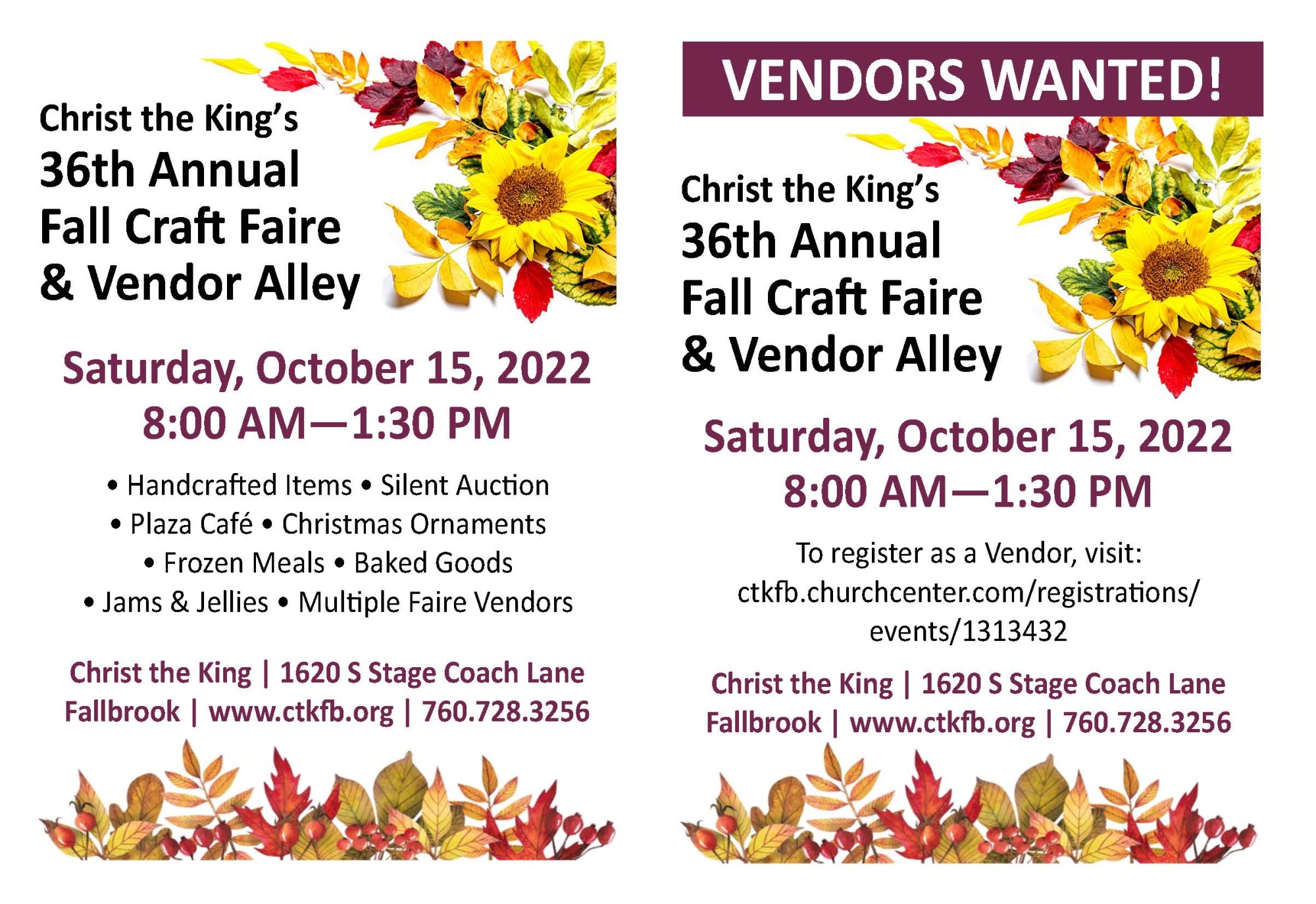 36th Annual Fall Craft Faire & Vendor Alley! - Fallbrook Chamber of ...