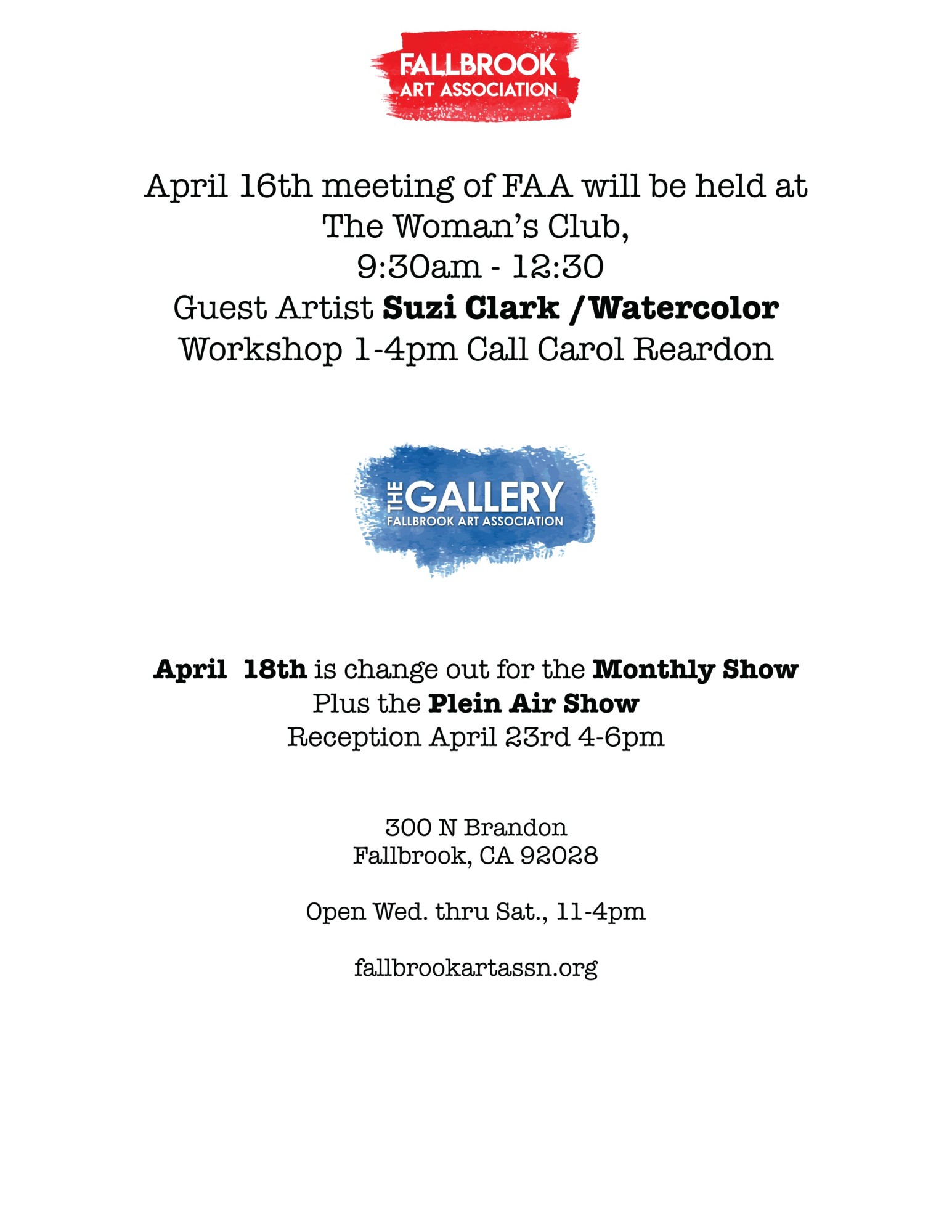 Fallbrook Art Association Meeting and Workshop - Fallbrook Chamber of ...