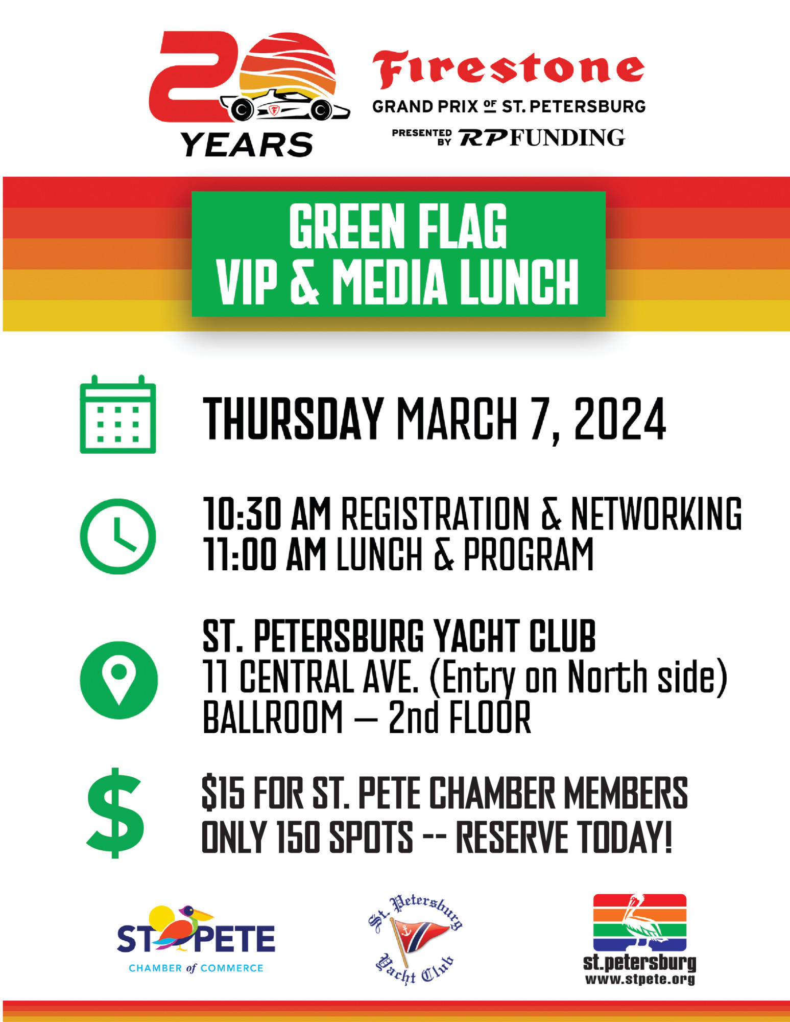 SOLD OUT!!! 2024 Firestone Grand Prix Green Flag Lunch - St. Petersburg ...