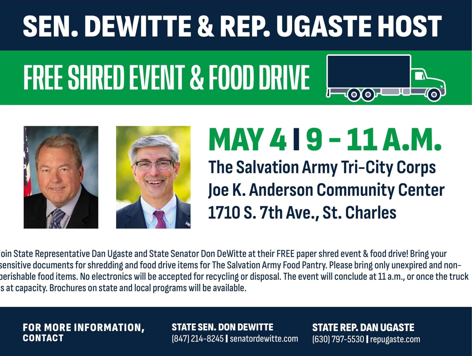 FREE SHRED EVENT & FOOD DRIVE State Representative Dan Ugaste and State ...