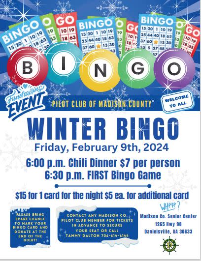 Pilot Club of Madison County's Winter Bingo - Madison County Chamber of ...