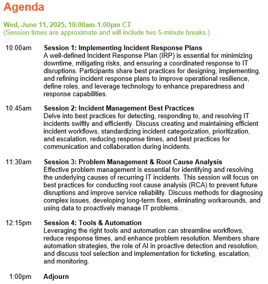 NOREX IT Roundtable: Incident & Problem Management (Virtual) - Event ...