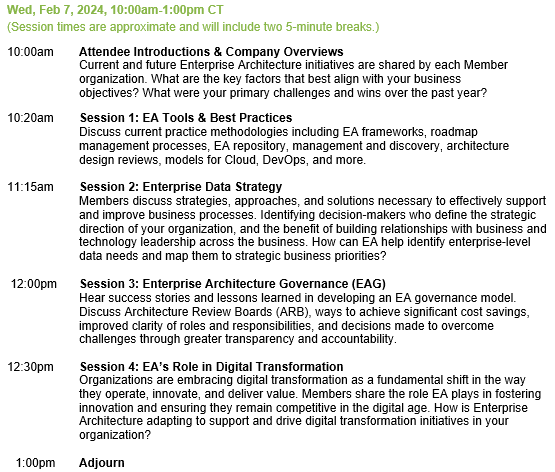 NOREX Select IT Roundtable: Enterprise Architecture (Virtual) - Event ...